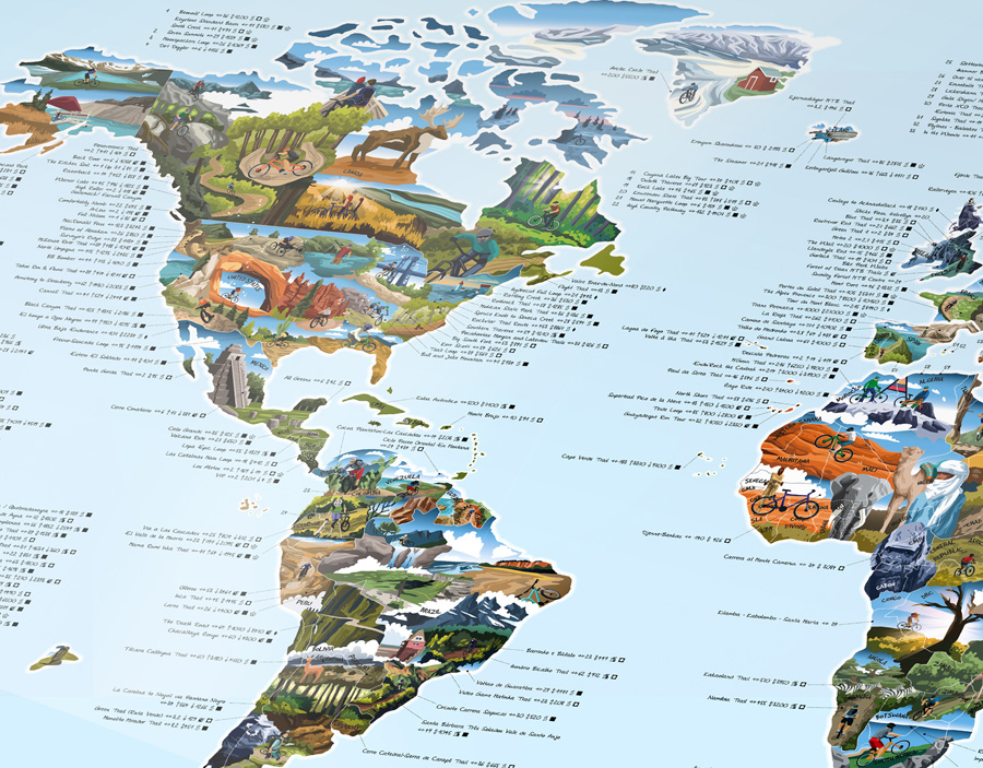Awesome Maps Mountain Bike Map Cycle Trails World Wall Map