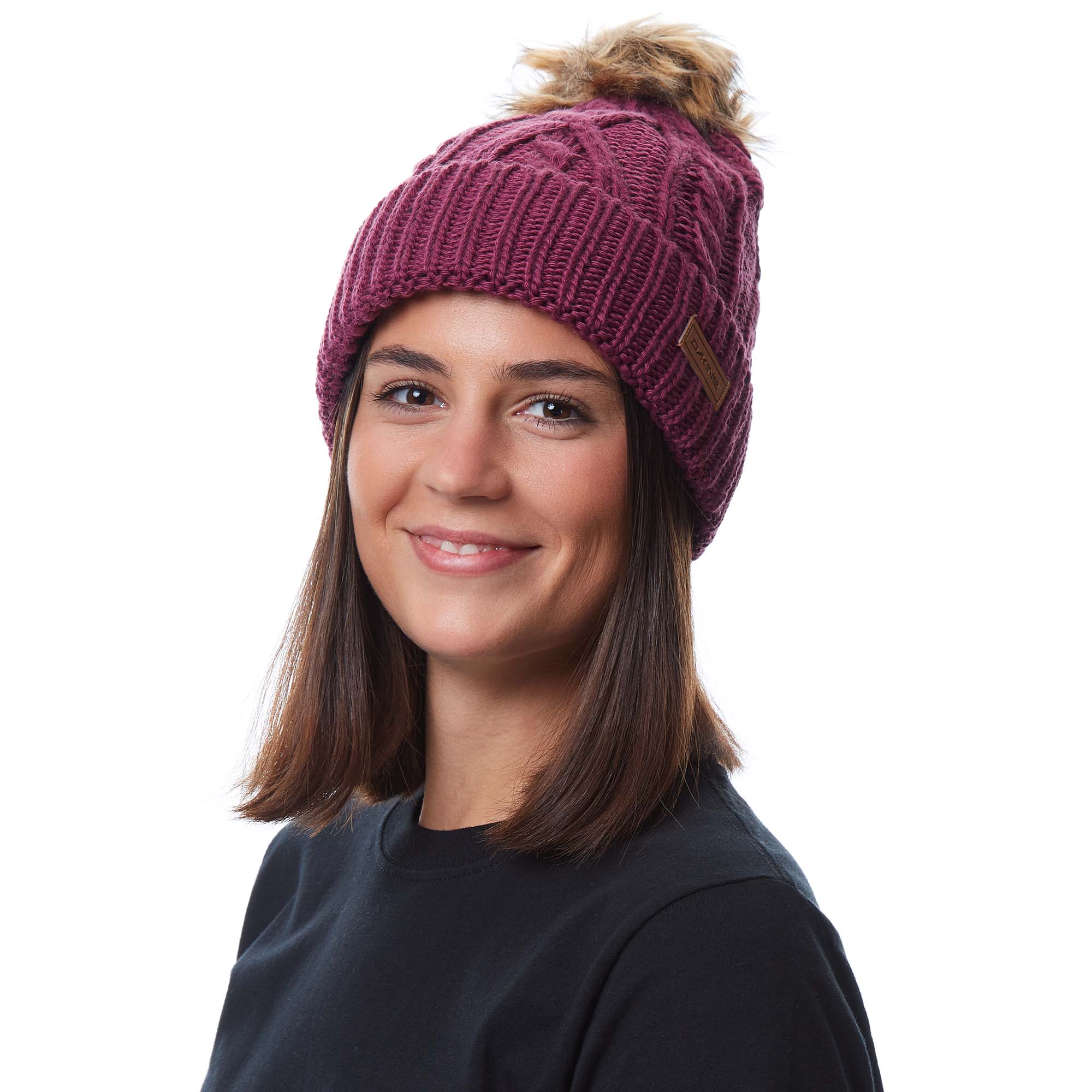 Dakine Kelsey Cable Knit Pom Style Merino Wool Beanie