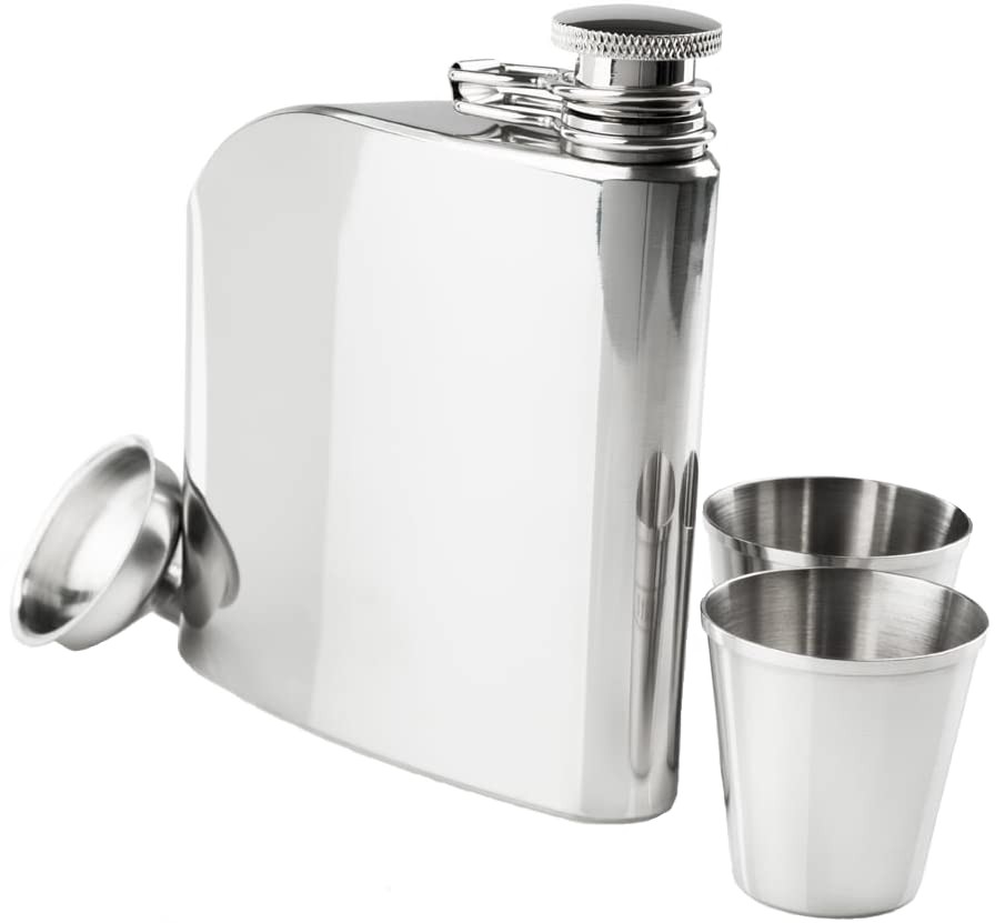 GSI Outdoors Stainless Steel Trad Flask Set Flask & Shot Glasses